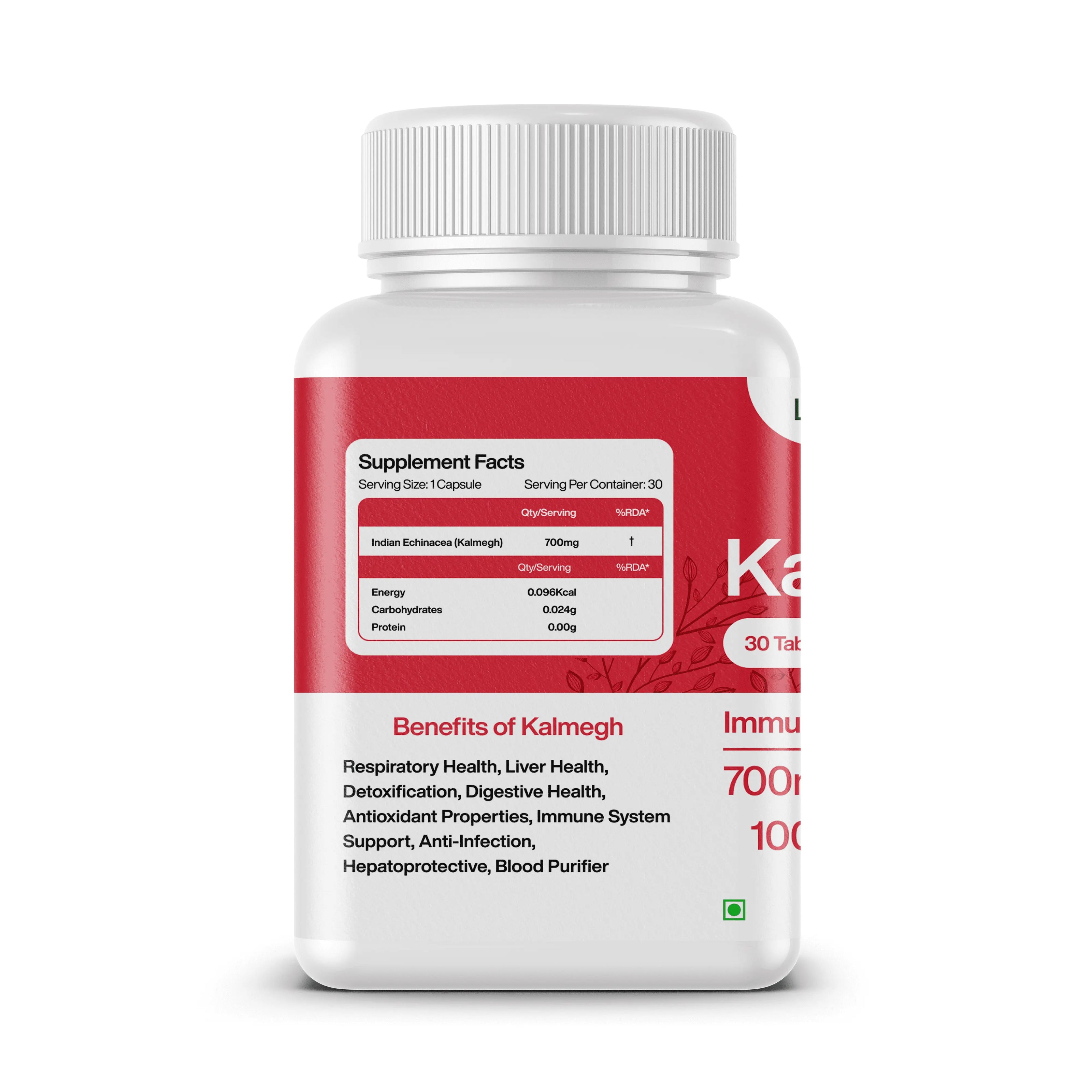 Kalmegh Ayurvedic Supplement with 700mg Herbs Extract | 30 tablets.